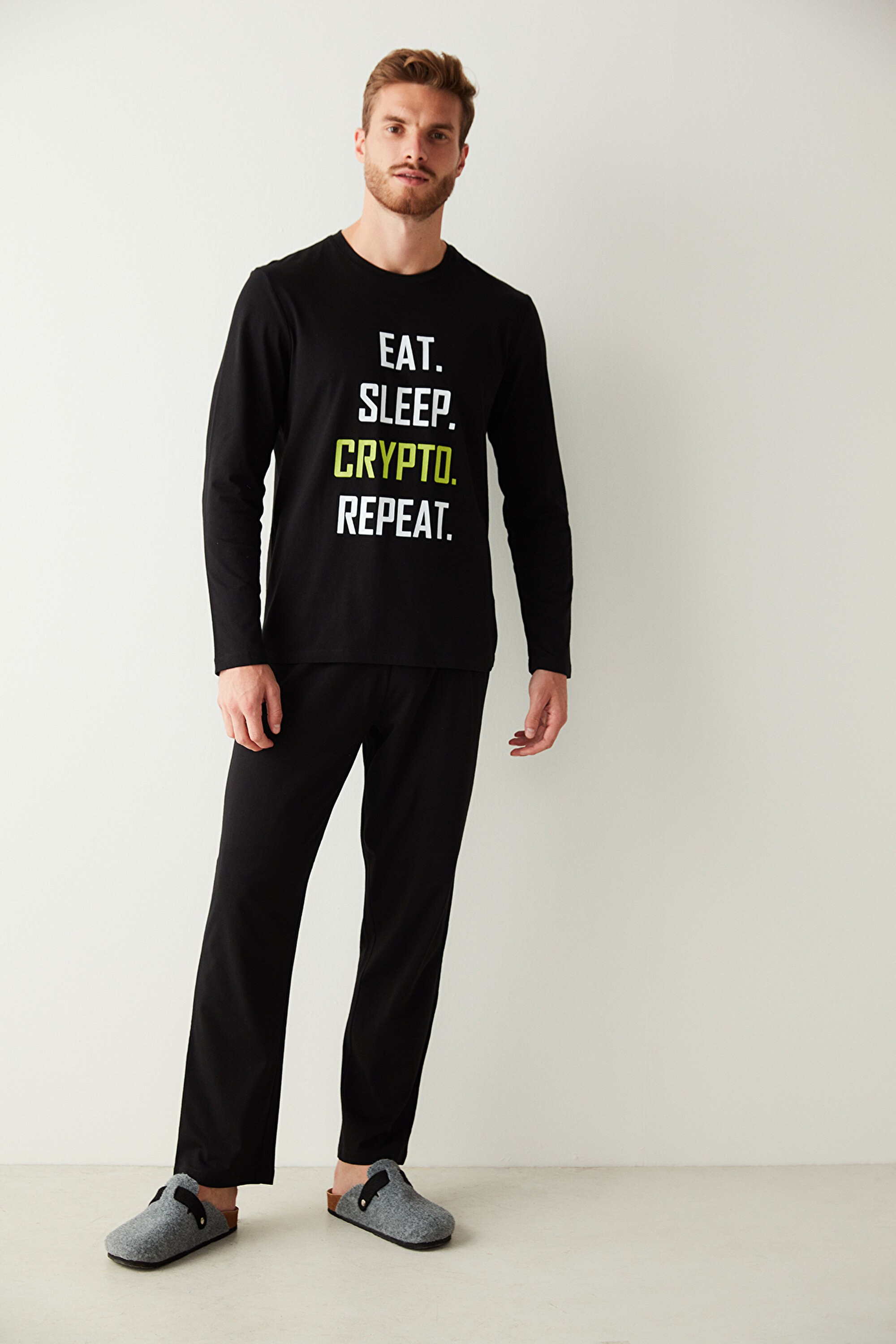 Siyah Funny Black Pantolon Pijama Takımı PHK1IG8322SK-BK3 - Siyah - Penti