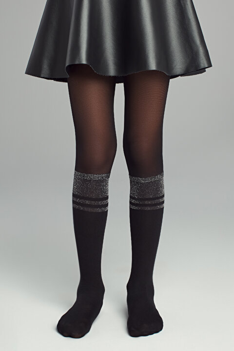 Black Pretty Stripy Tights PCDP637G19SK-500 - SIYAH3 - Penti