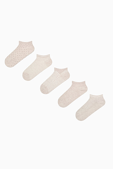 Multiple Pattern Bej 5li Patik Çorap PH18IYDB25IY-BEM - Bej Melanj - Penti