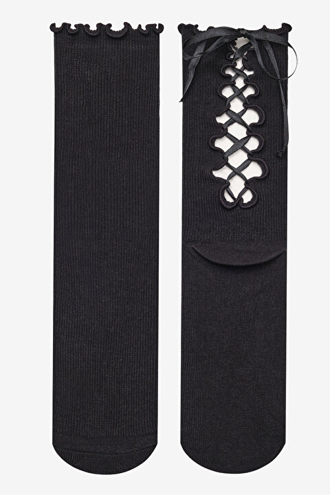Infinity Ribbon Black Socket Socks PH6PYI1Q24SK-S60 - SIYAH4 - Penti
