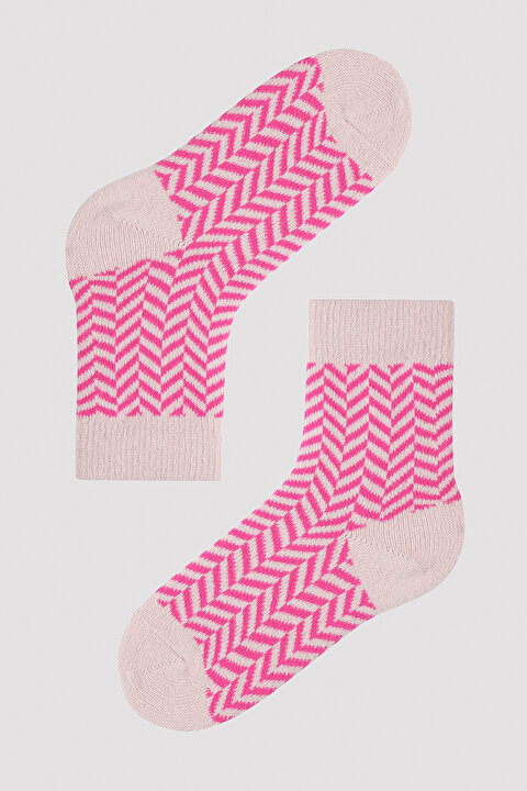 Girls Pink Zigzag Socks PHGVI5Q023SK-ACP - ACIK PEMBE1 - Penti