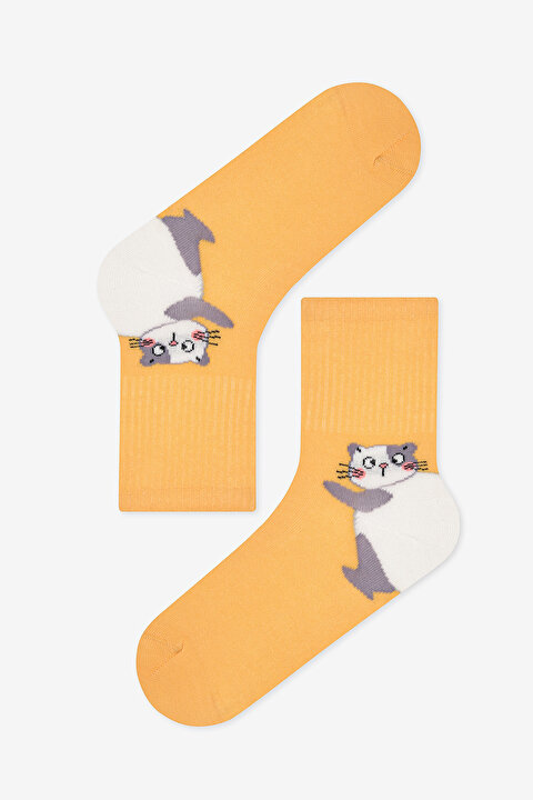 Cat Heel Yellow Socket Socks PHKKY8DR24SK-YL73 - HARDAL - Penti