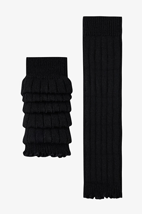 Black Warm Ruffle Leg Warmers PHMYDBNU25SK-S60 - SIYAH4 - Penti