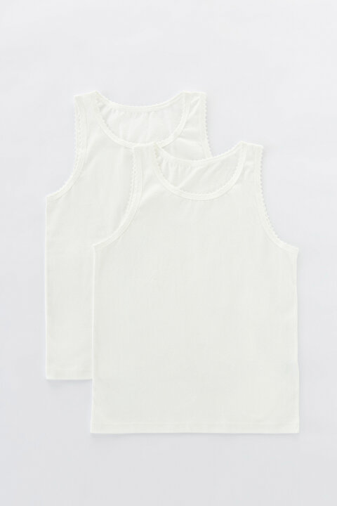 Girls Basic Organic 2In1 Tank PLC5M2Y821IY-B32 - KIRIK BEYAZ - Penti