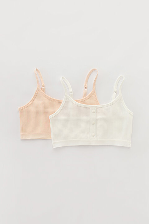 Çok Renkli Kız Çocuk Beige Button 2li Yarım Atlet PLRNDBNG21SK-MIX ...