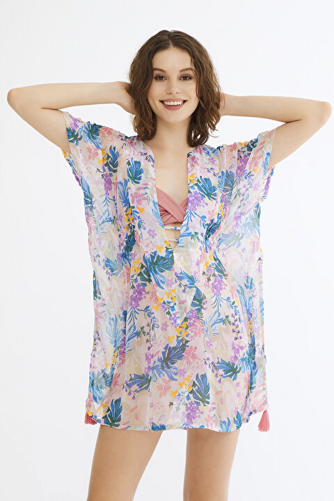 Basic Printed Kaftan PLSNHPMS20IY-BU1 - ACIK MAVI - Penti