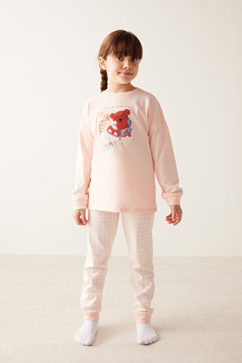 Açık Pembe Kız Çocuk Ayıcık Desenli Family Pijama Takımı PN1G462822SK ...