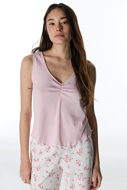 Pink Blossom Pointel Tank Pajama Top PNCW9PSY26IY-PE99 - Penti