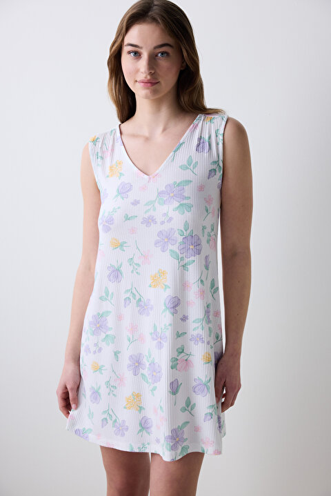 Love More Printed Çok Renkli Gecelik PNG37Q4825IY-MIX - Çok Renkli - Penti