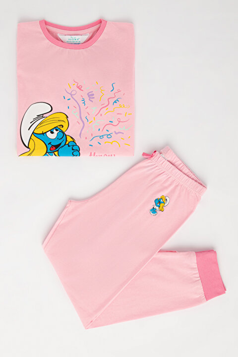 Girls Smurf Keep Up 2 In 1 PJ Set PNHCFEJW20IY-PIX - PEMBE MIX - Penti