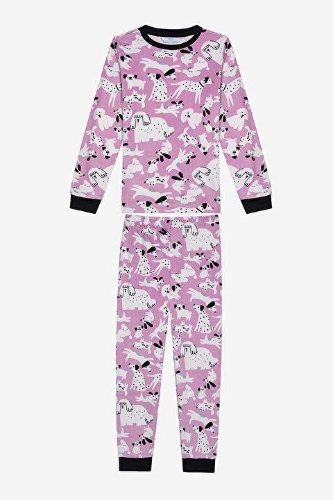 Kız Çocuk Dog Family Pembe Pijama Takımı PNMW0V7I24SK-LA7 - Lila - Penti